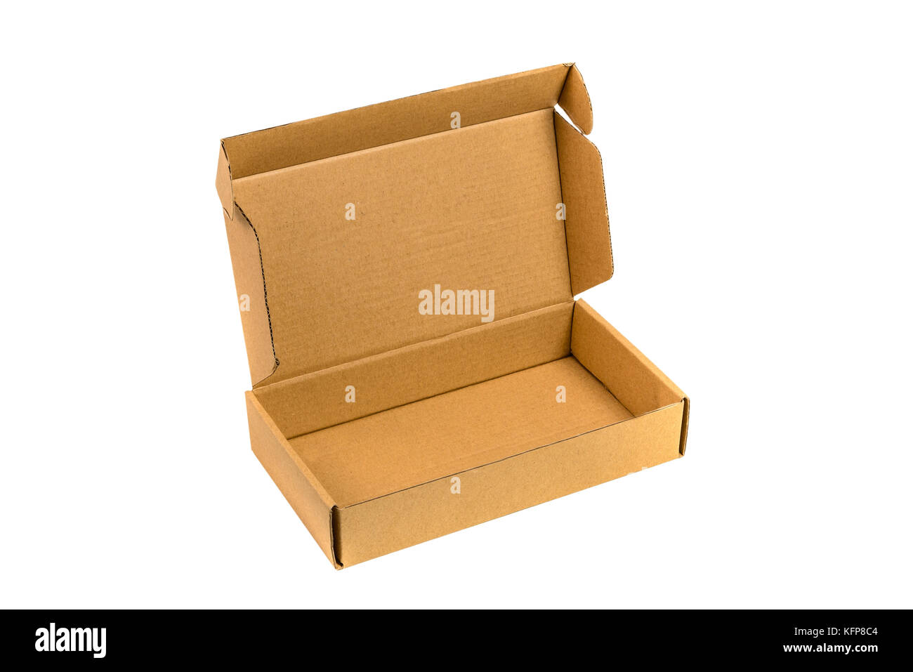 Brown tray or brown paper package or cardboard box isolated with soft ...