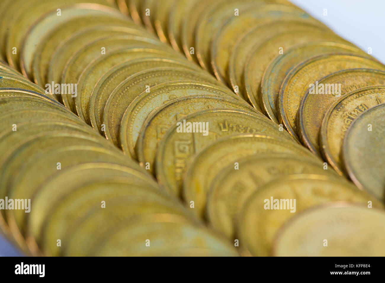 Columns of gold coins, piles of coins arranged background, business ...