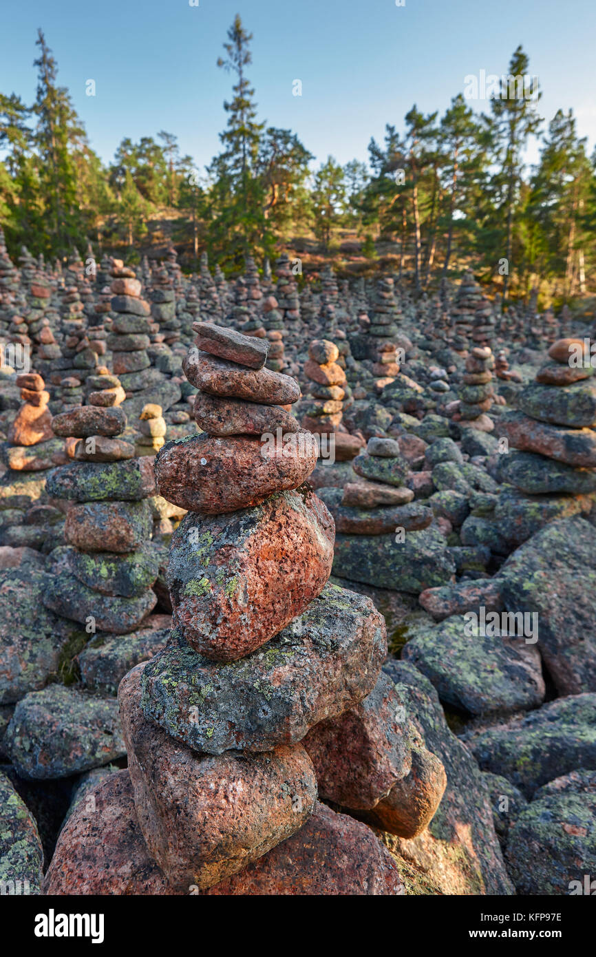 Rock formations in the finnish forest. Geta. Aland islands. Vertical ...
