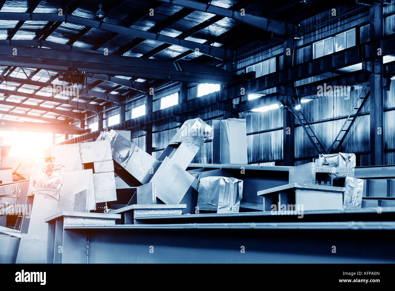 Steel factory floor, stacked with a lot of steel Stock Photo - Alamy
