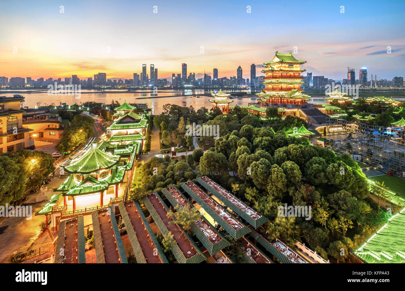 nanchang tengwang pavilion at night ,is one of chinese famous ancient ...
