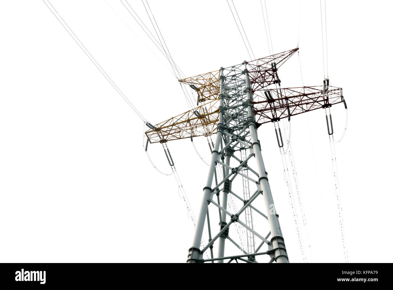 Isolated high voltage power tower on a white background Stock Photo - Alamy