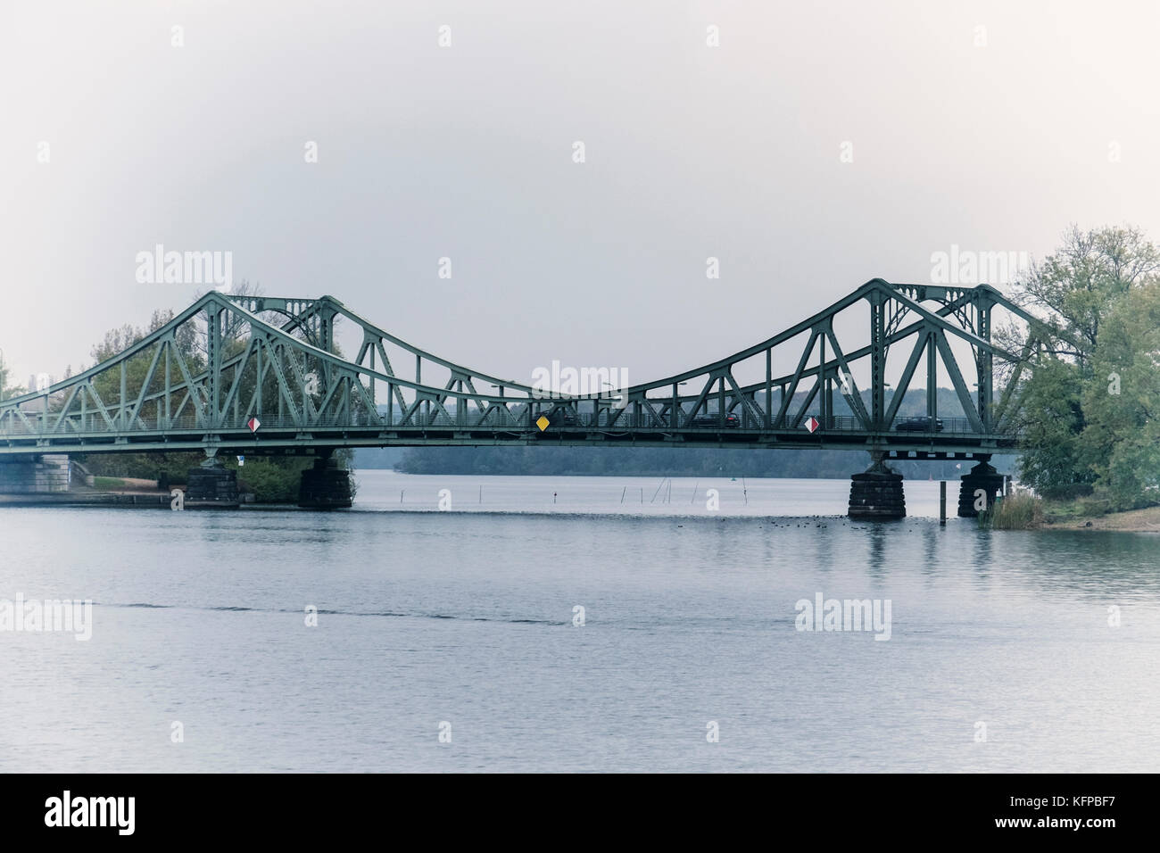 Berlin Glienicke Bridge across Havel River,half-timbered bridge with ...