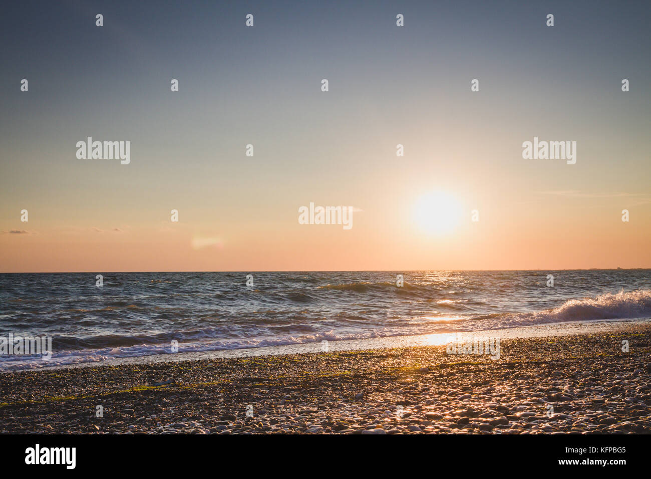 Beautiful sunset on the summer sea Stock Photo - Alamy