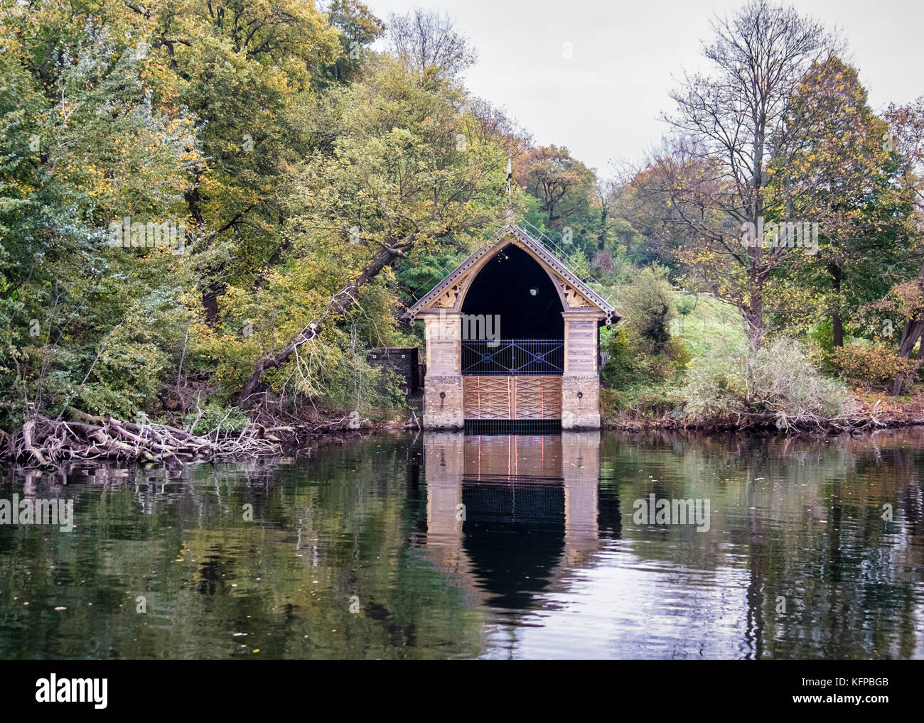 Berlin Wannsee,Peacock Island, Pfaueninsel. Decorative wood and brick ...