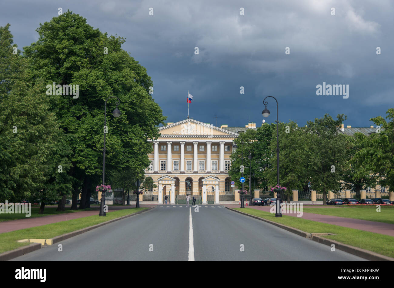 Facade of the Smolny Institute (the official residence of the governor ...
