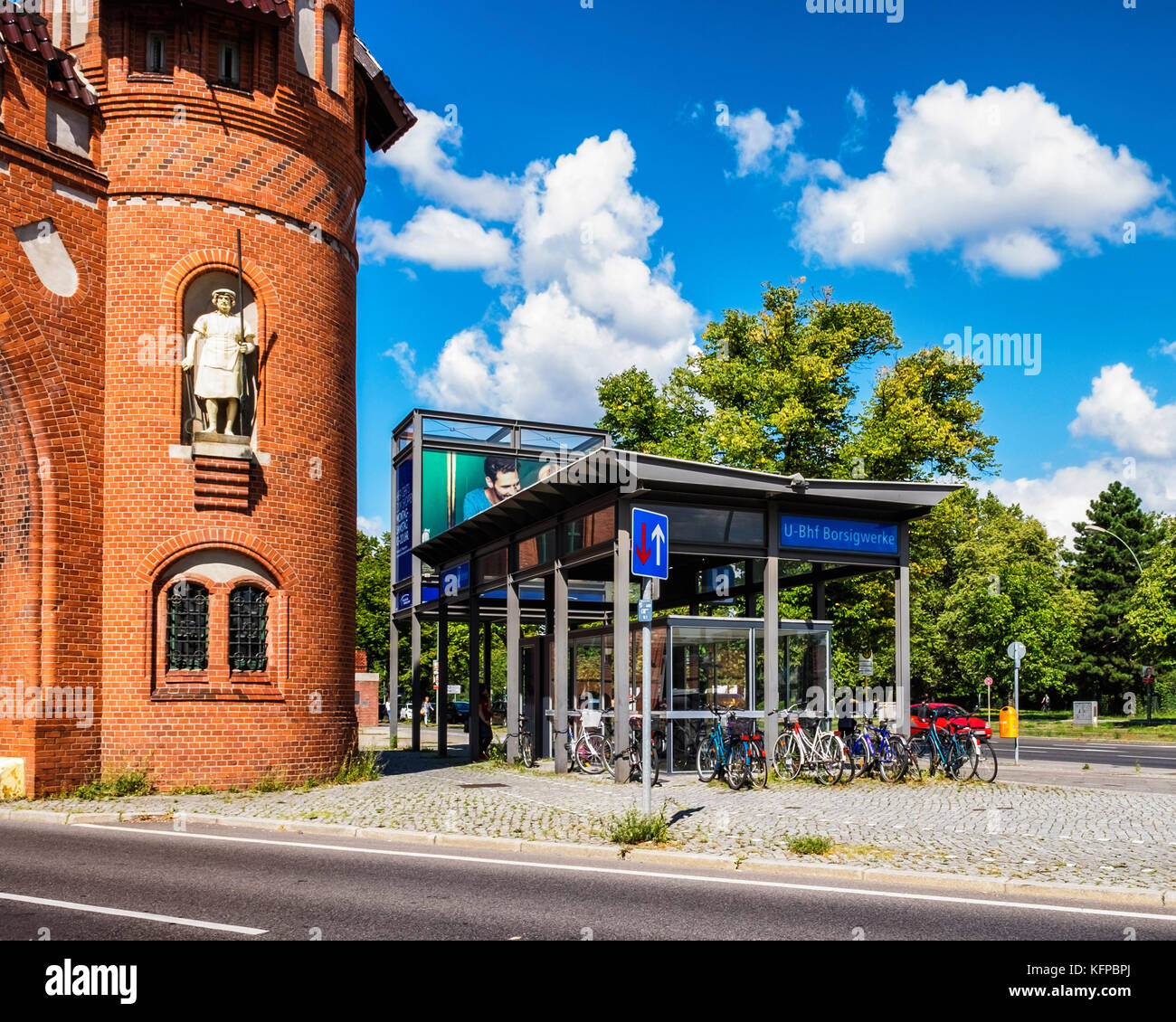 Berlin,Tegel.Borsigwerke U-6 Underground railway station entrance next ...