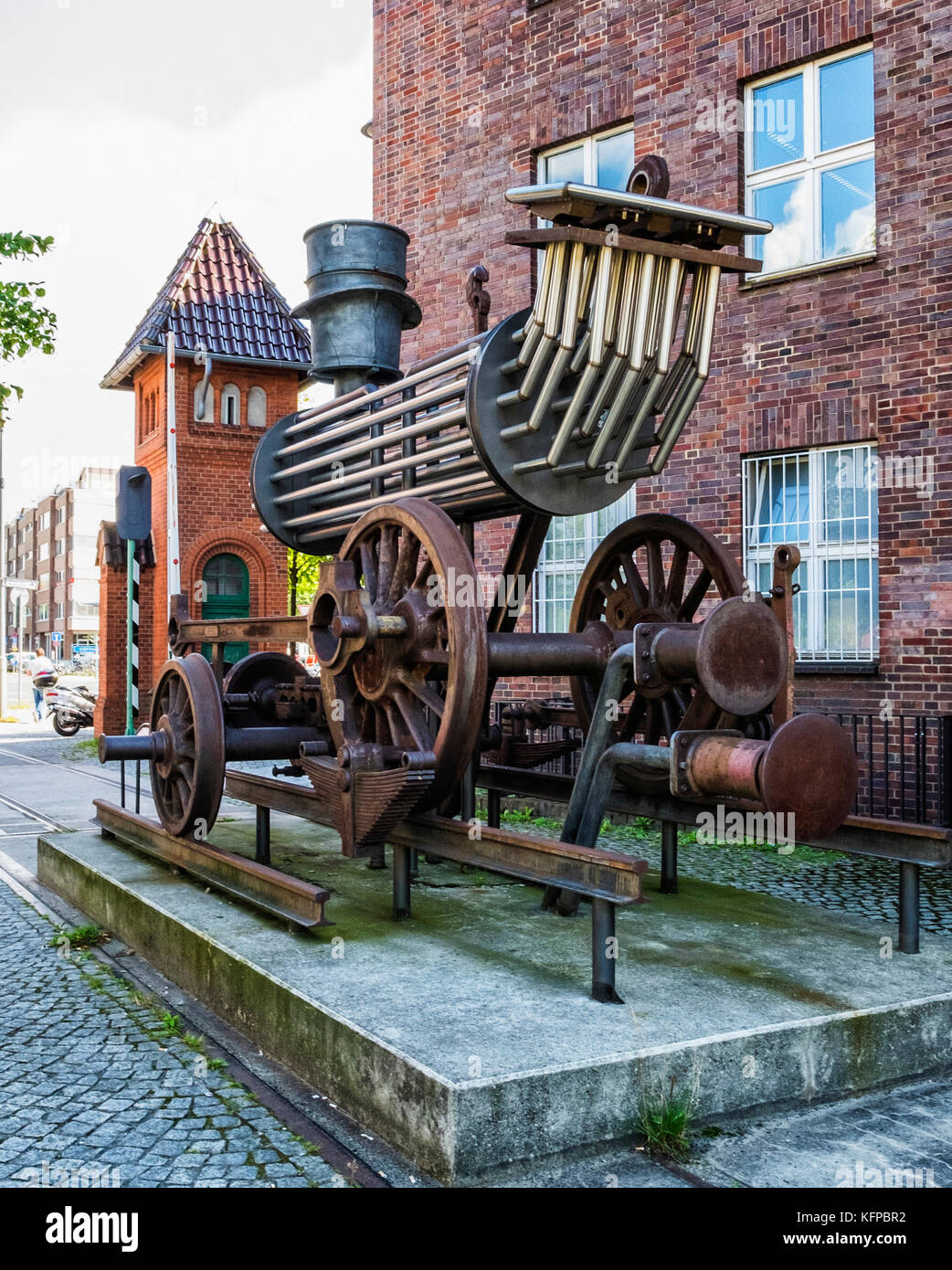 Berlin,Tegel. Lok 2000 sculpture by Achim Kühn next to the old Borsig ...