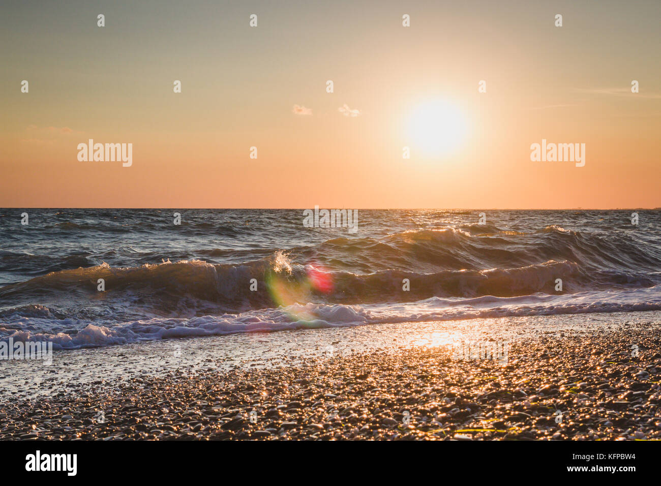 Beautiful sunset on the summer sea Stock Photo - Alamy