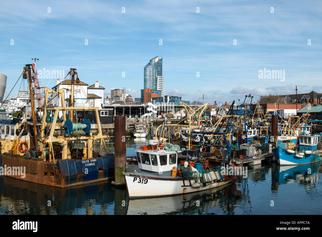 Camber Dock, Portsmouth. The Bridge Tavern pub is to the left of image ...