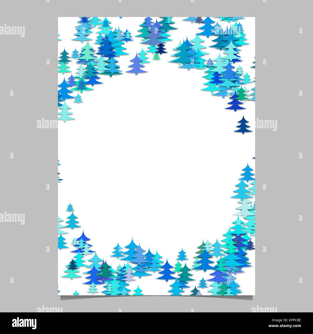Random seasonal pine tree card template - blank holiday vector page ...