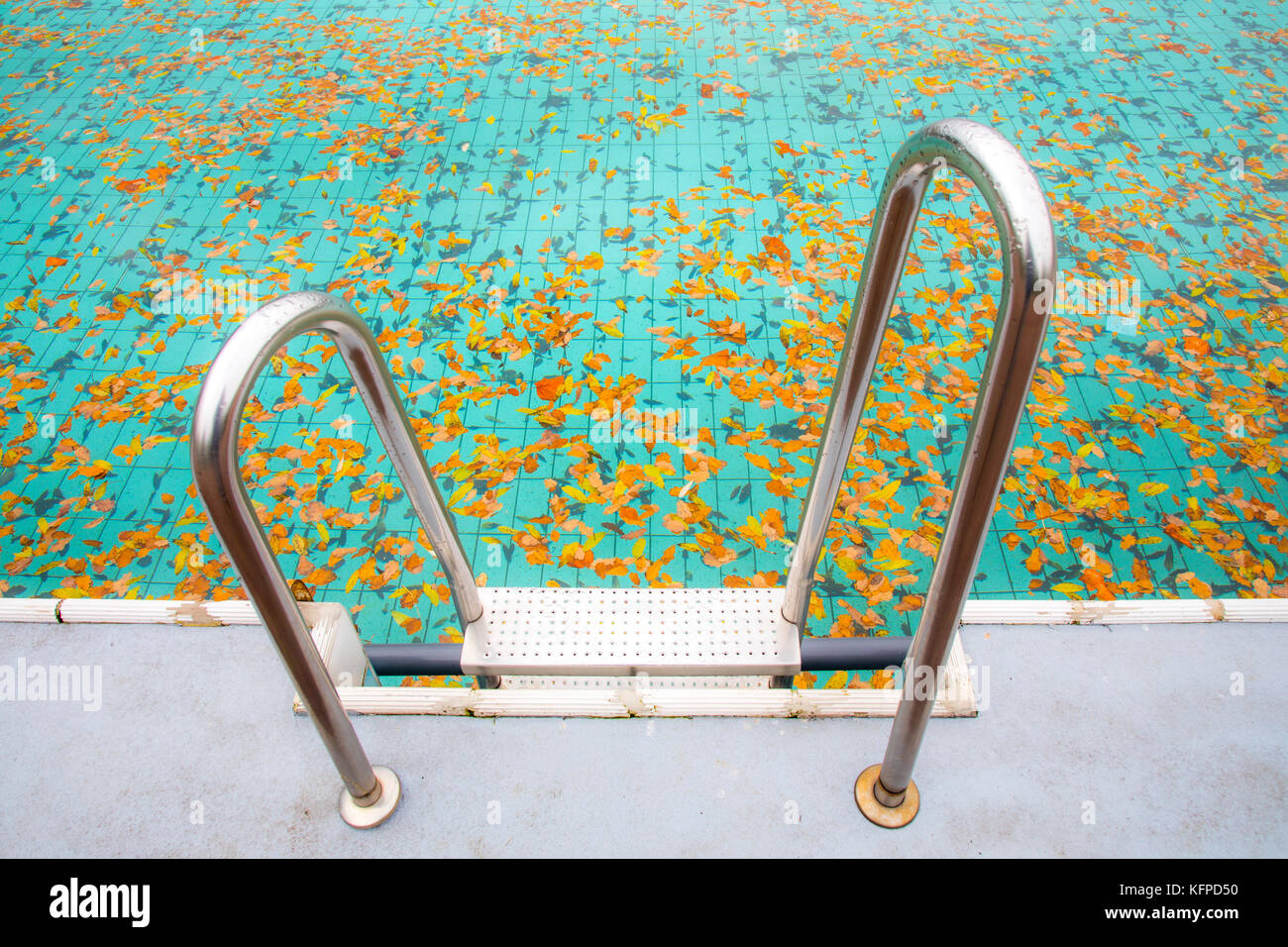 Public swimming pool, closed for the season, in fall Stock Photo - Alamy