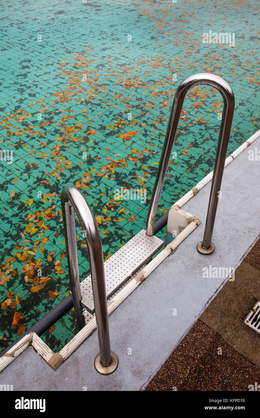 Public swimming pool, closed for the season, in fall Stock Photo - Alamy