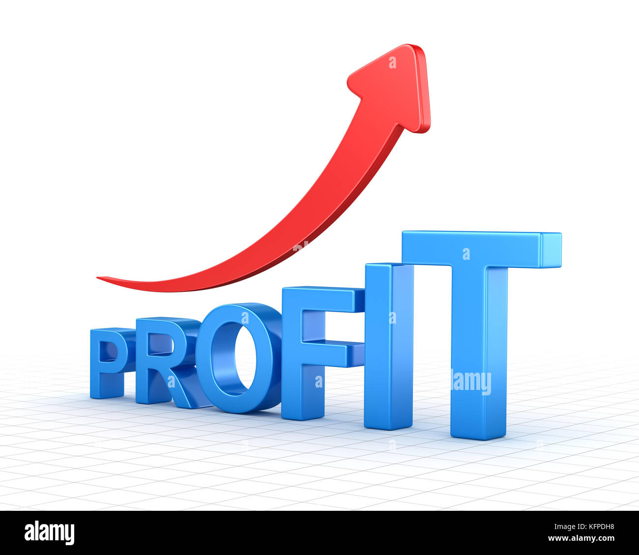Profit text chart and arrow moving up. 3d render and computer generated ...