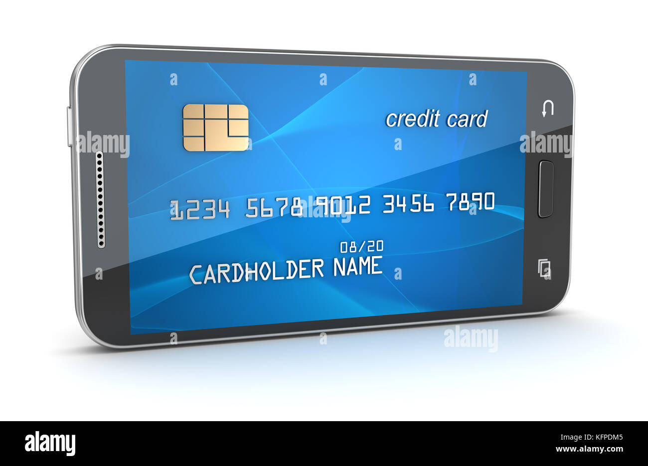 Smartphone with creditcard screen. 3d render and computer generated ...