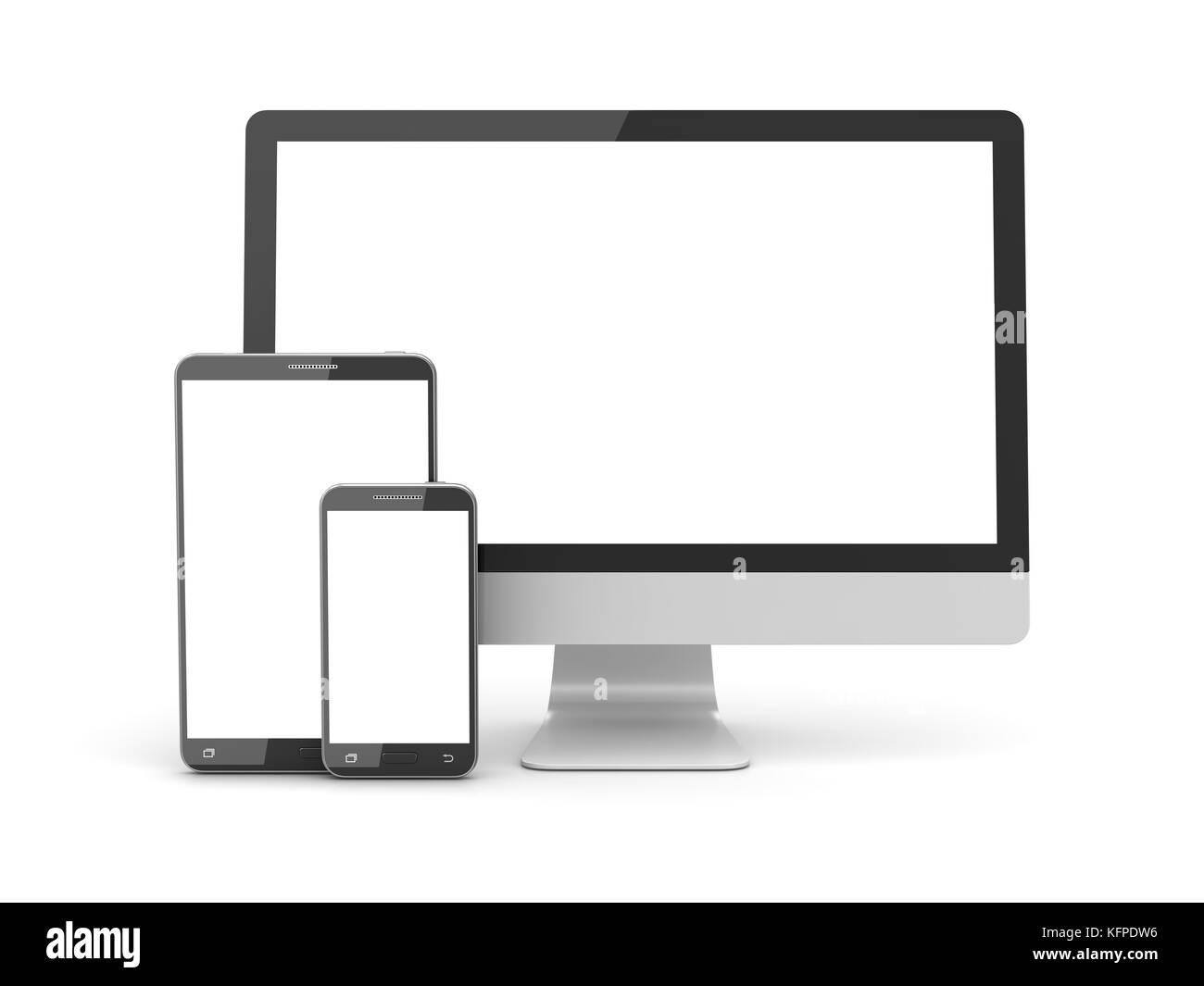 Communication Devices. 3d render and computer generated image. isolated ...