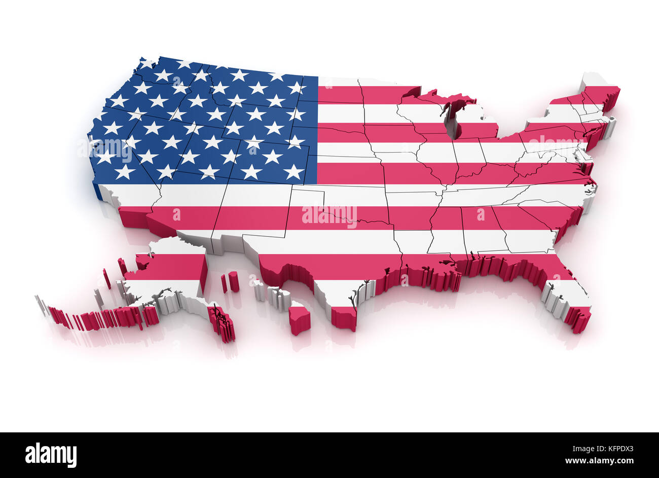Map of USA with flag. 3d render and computer generated image. isolated ...