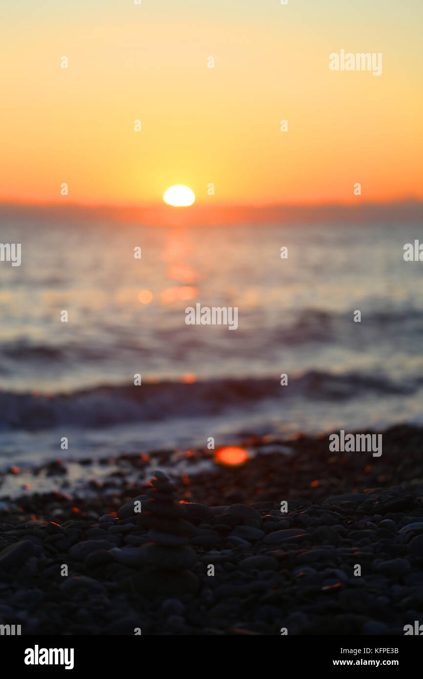 Photo of a bright sea sunset Stock Photo - Alamy