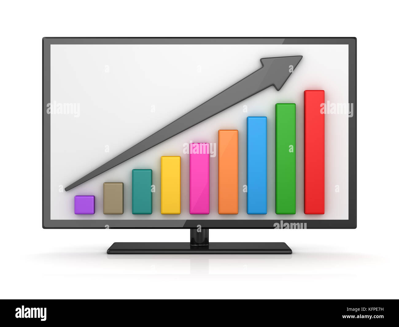 Colorful bar graph in white monitor screen. 3d render and computer ...