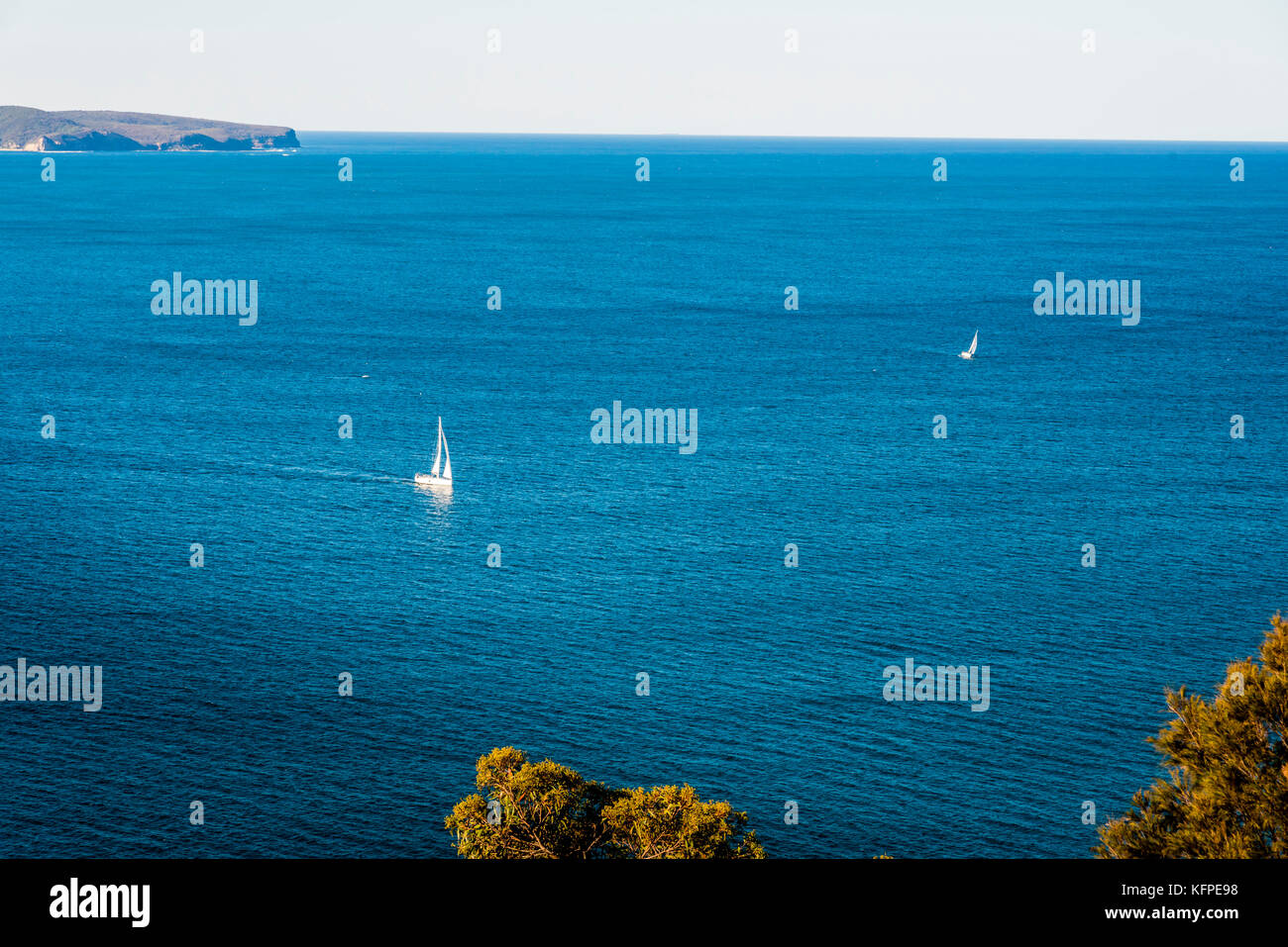 Scenic ocean panorama, sailing boats, Sydney North. Panoramic daytime ...