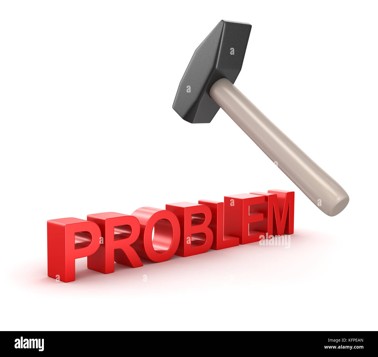 Problem solution concept with hammer. 3d render and computer generated ...