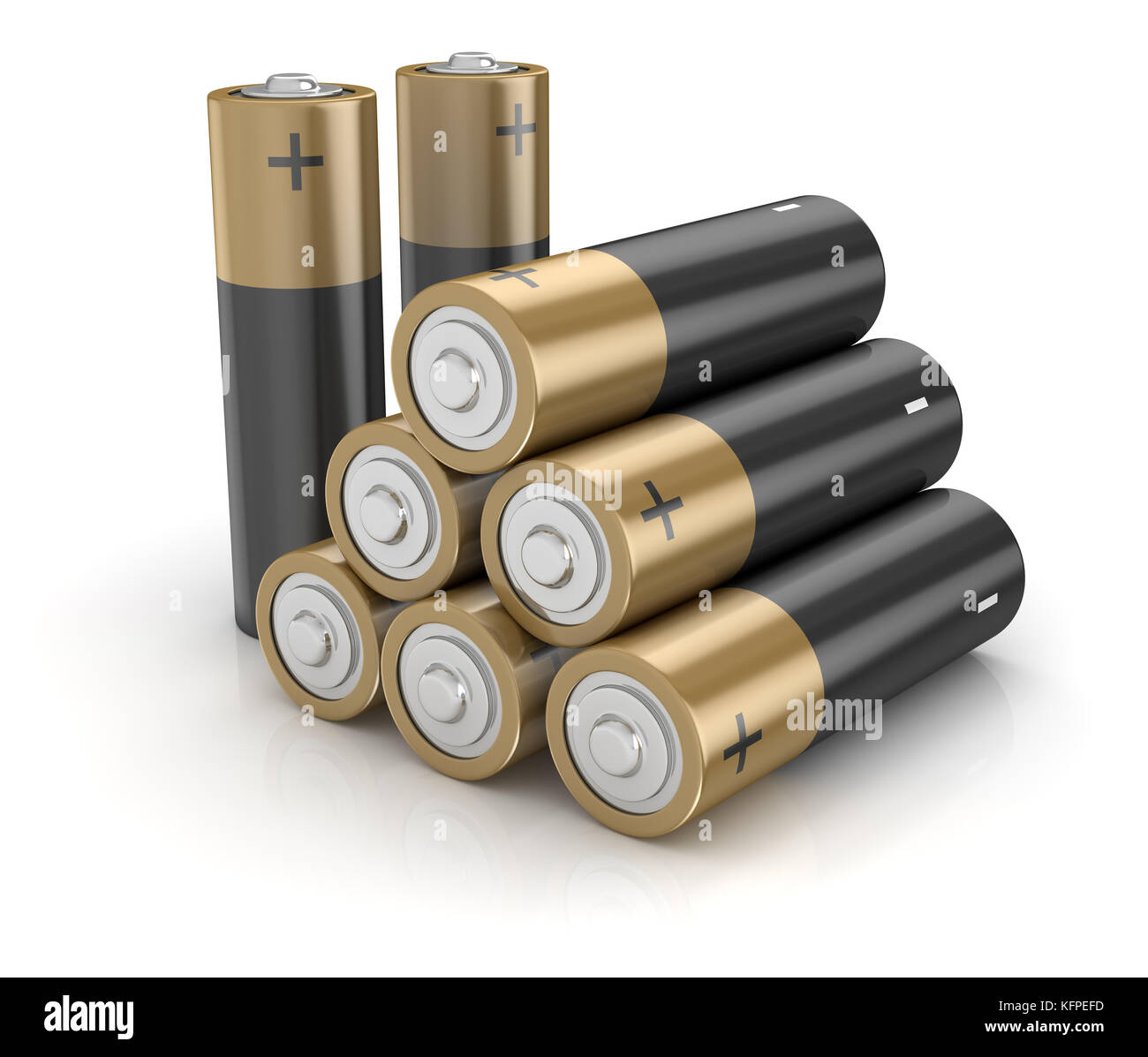 Group of battery. 3d render and computer generated image Stock Photo ...