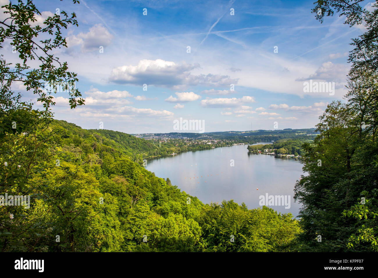 View over lake Baldeney, Essen, Germany, a reservoir of river Ruhr ...
