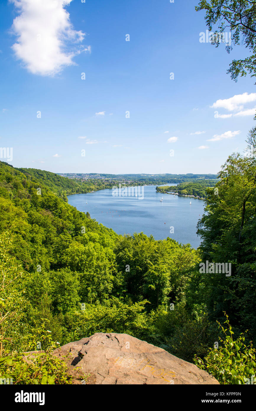 View over lake Baldeney, Essen, Germany, a reservoir of river Ruhr ...