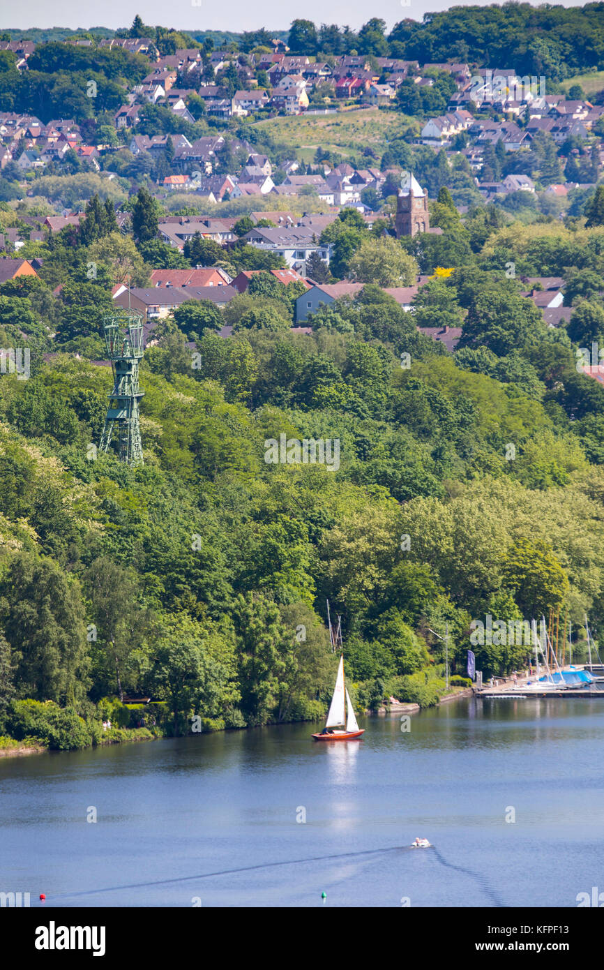 View over lake Baldeney, Essen, Germany, a reservoir of river Ruhr ...