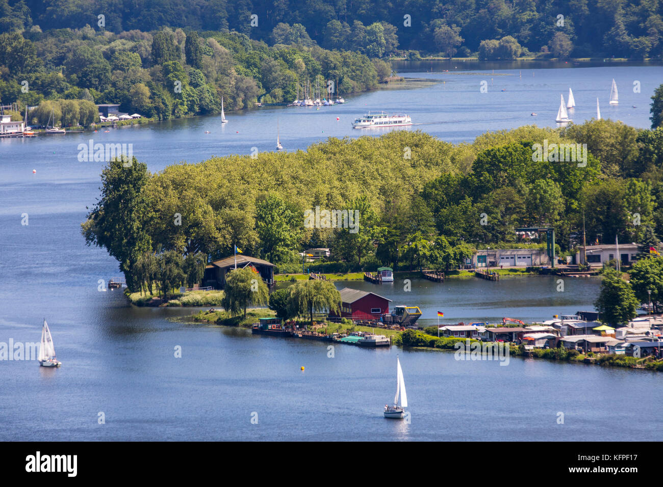 View over lake Baldeney, Essen, Germany, a reservoir of river Ruhr ...