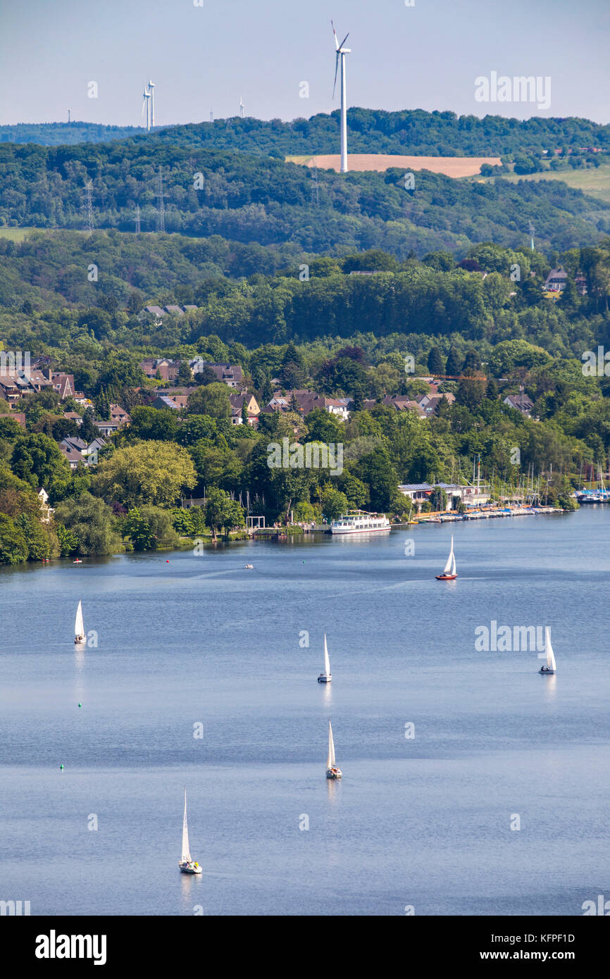 View over lake Baldeney, Essen, Germany, a reservoir of river Ruhr ...