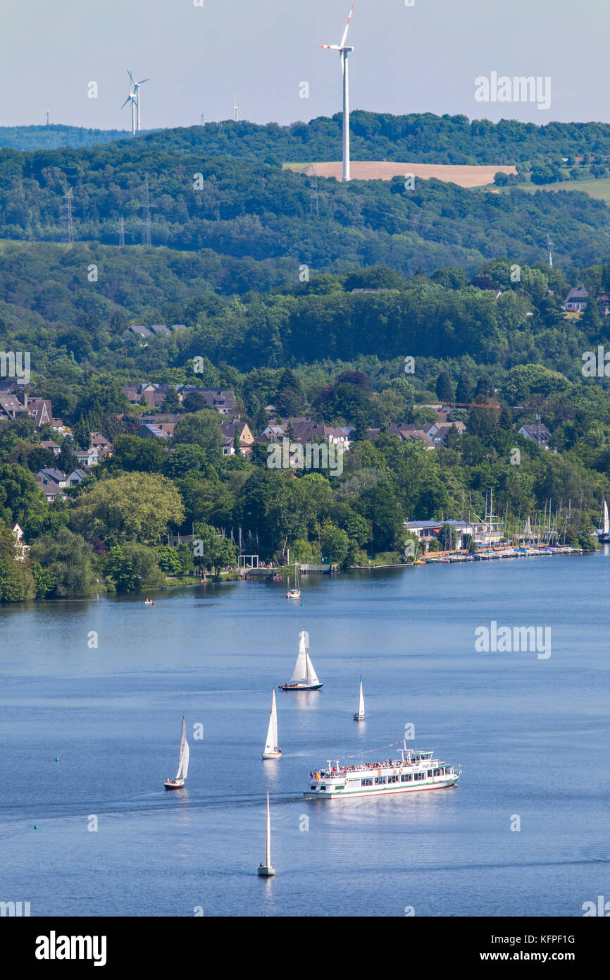 View over lake Baldeney, Essen, Germany, a reservoir of river Ruhr ...