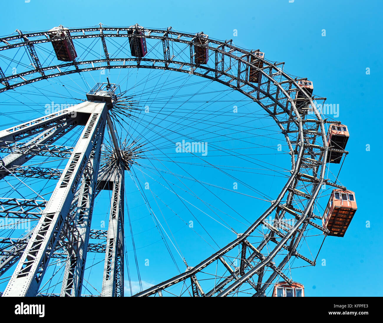 The Wiener Riesenrad is a Ferris wheel at the entrance of the Prater ...