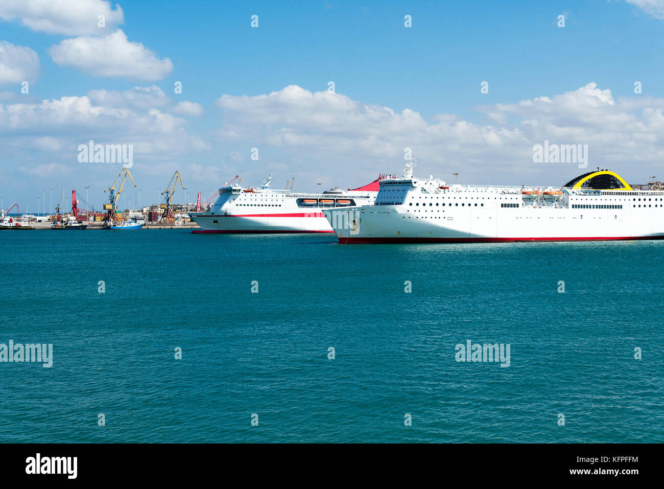 View of cruise ship in port on the island of Crete in Heraklion Stock ...