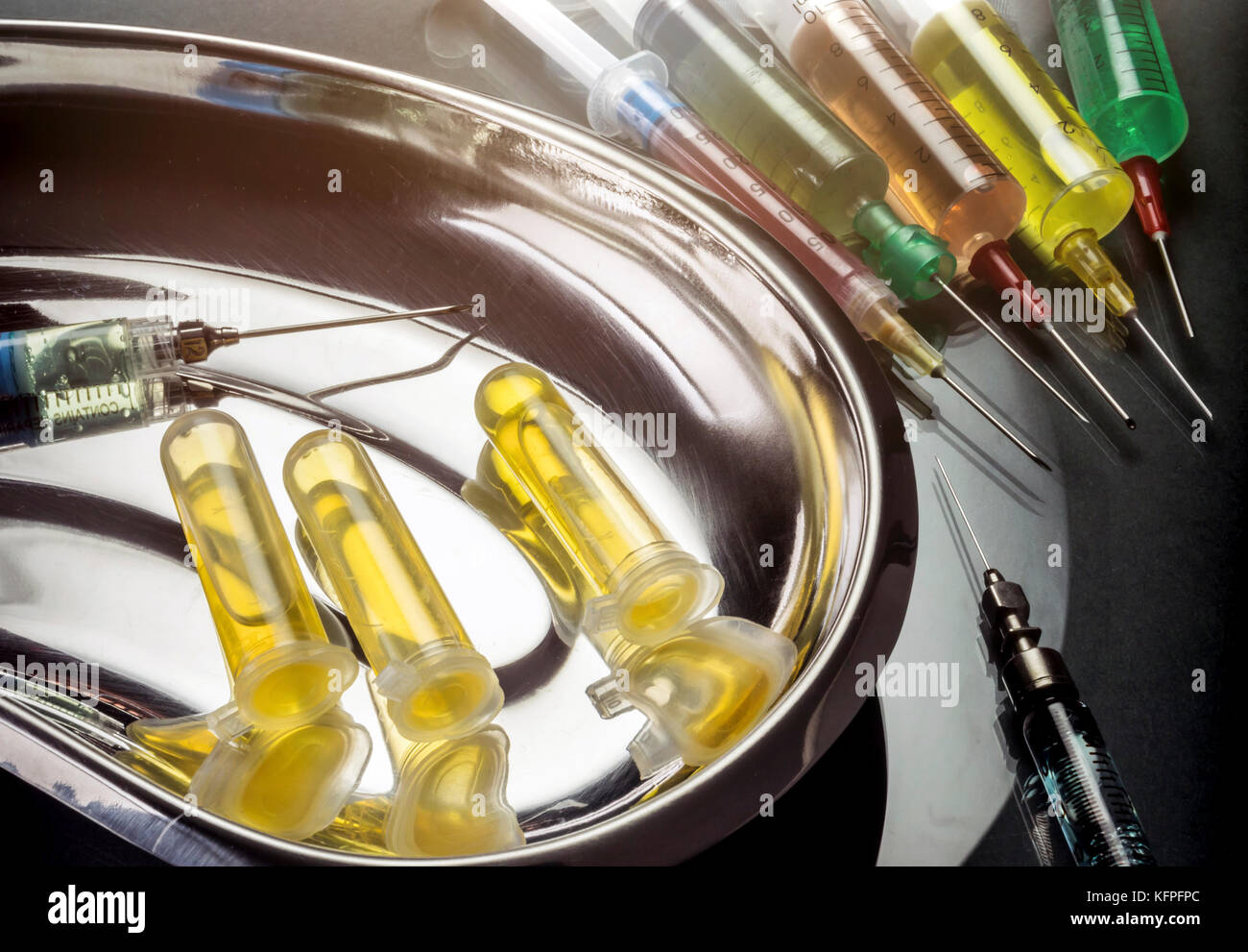 Several Vials And Syringe In Laboratory, Conceptual Image Stock Photo - Alamy