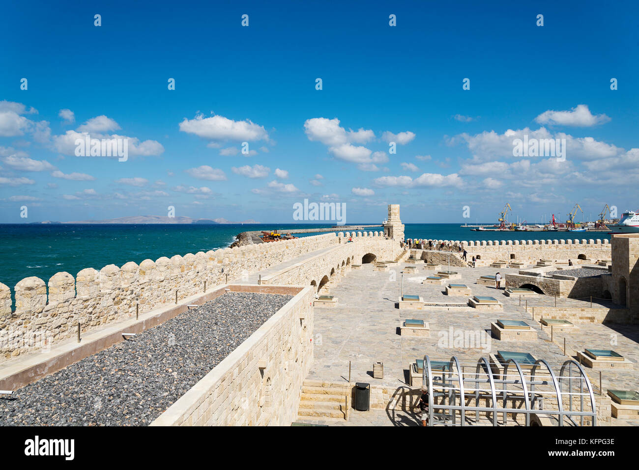 Stone wall with sea in Greece on the island of Crete Stock Photo - Alamy