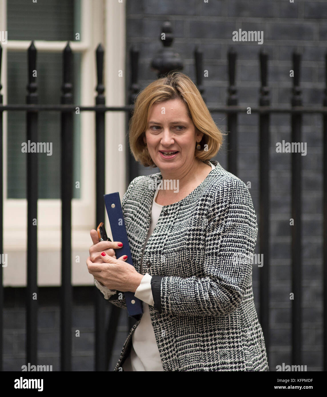 Home secretary amber rudd arriving in downing street hi-res stock ...