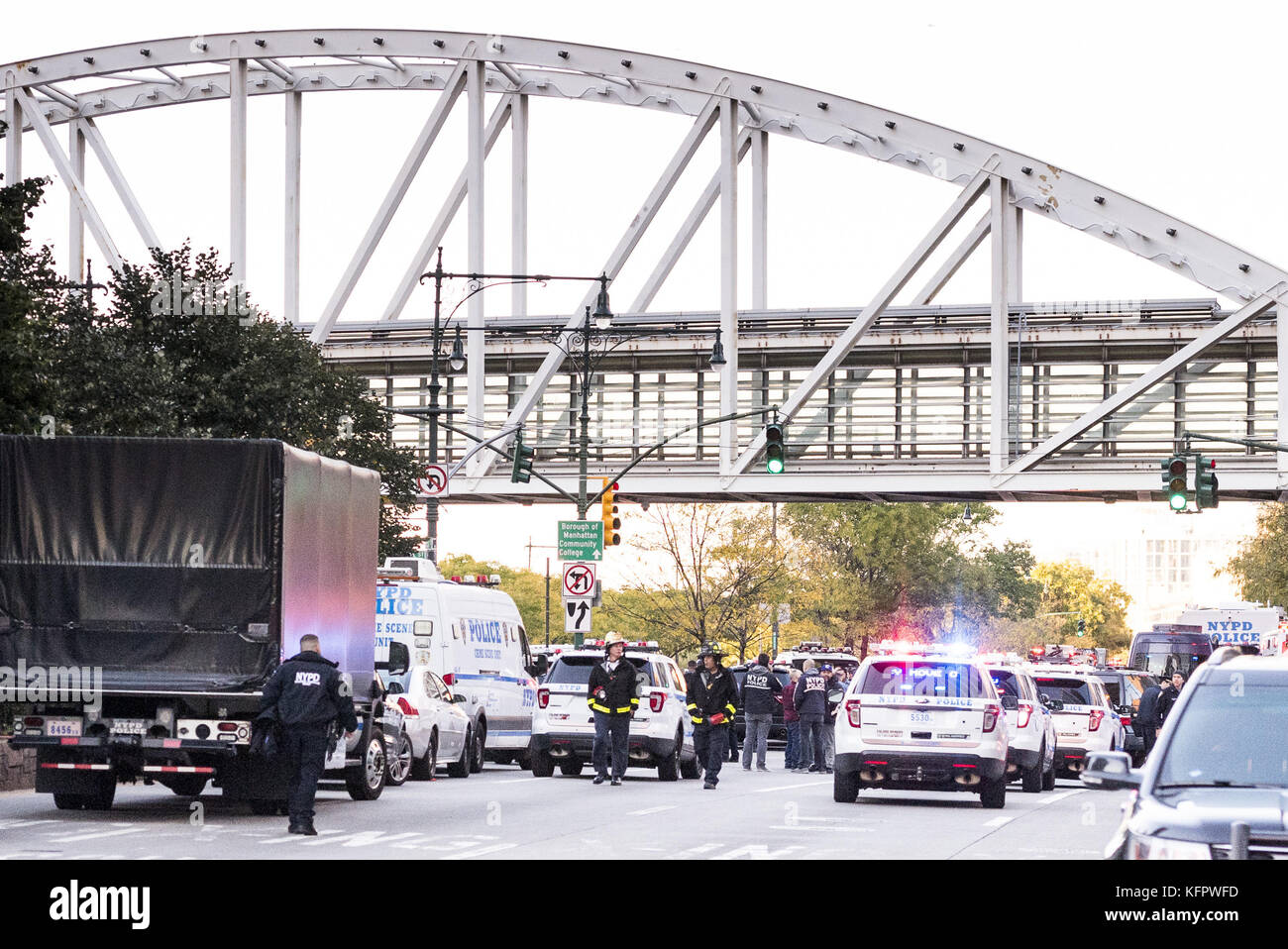 New York, NY, USA. 31st Oct, 2017. The scene near where a terrorist ...