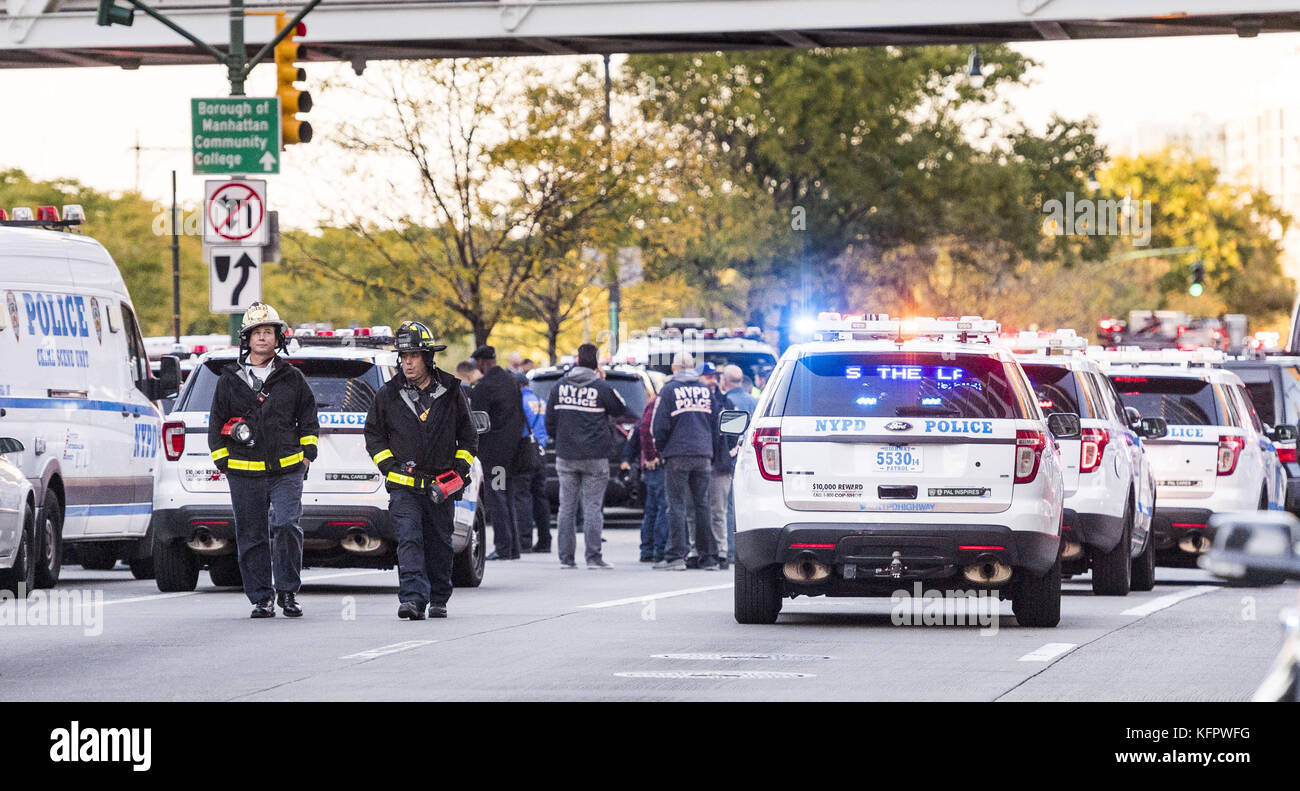 New York, NY, USA. 31st Oct, 2017. The scene near where a terrorist ...