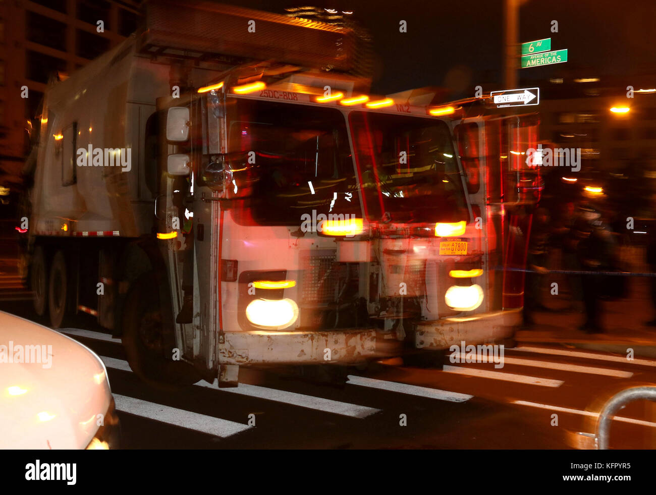 New York City, New York, USA. 31st Oct, 2017. A view of a garbage truck ...