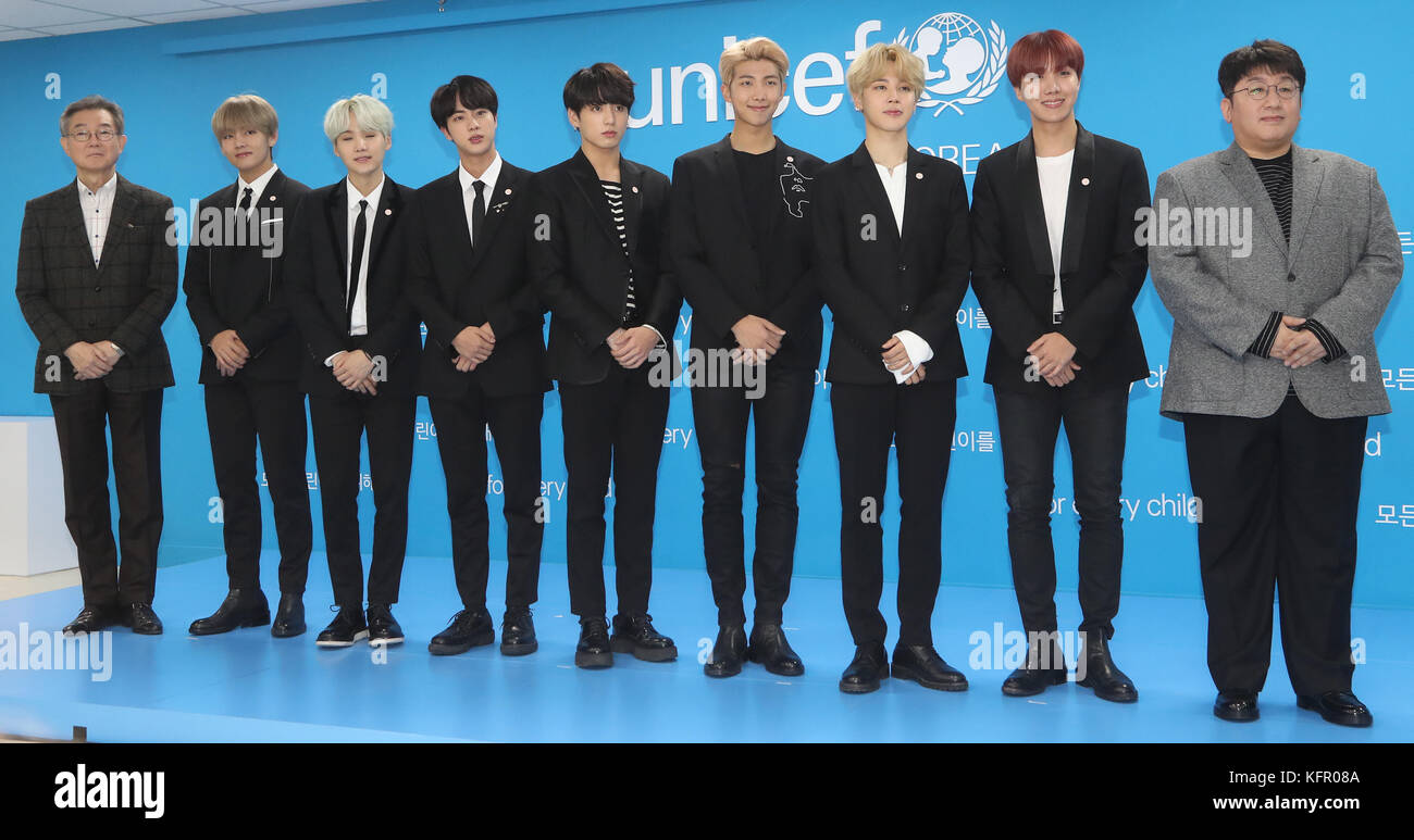 BTS at UNICEF event Members of South Korean boy band BTS attend an ...