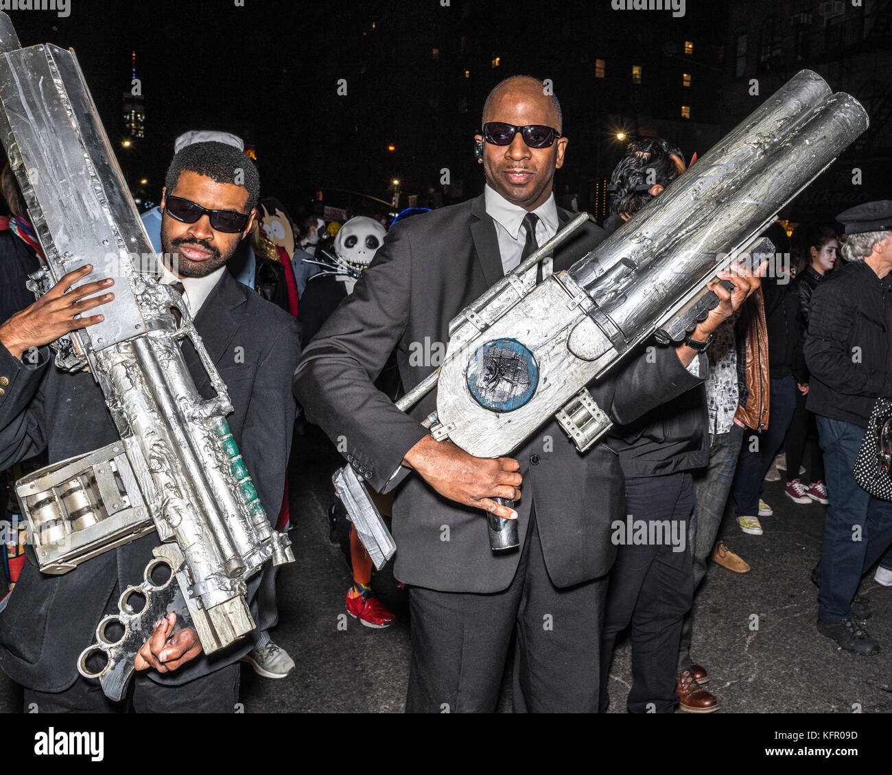 New York, USA. 31st Oct, 2017. Revelers wear costumes as characters ...
