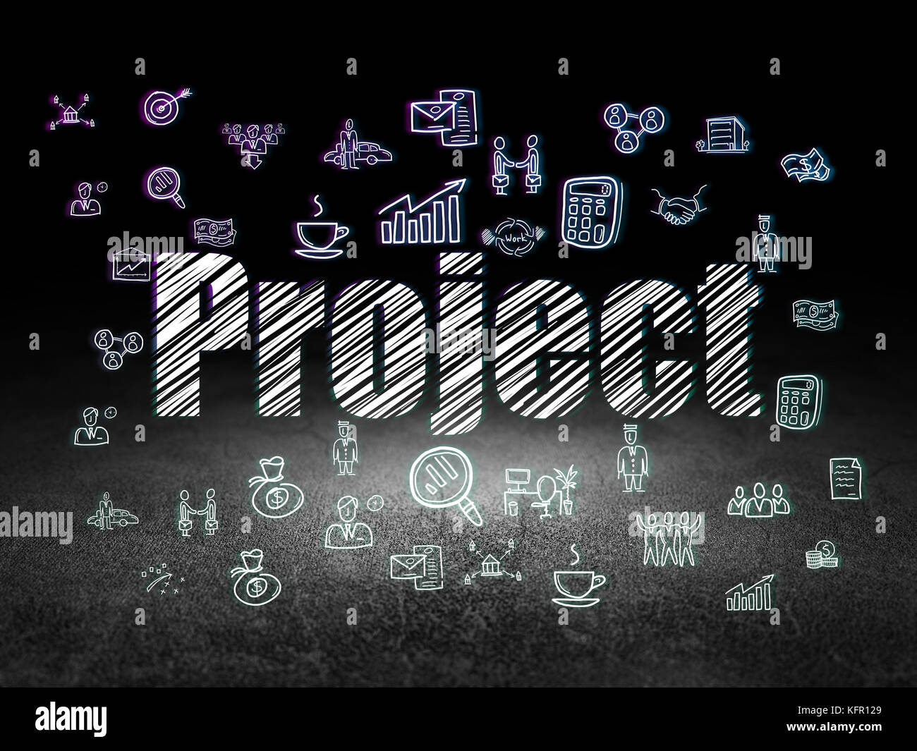 Business concept: Project in grunge dark room Stock Photo - Alamy