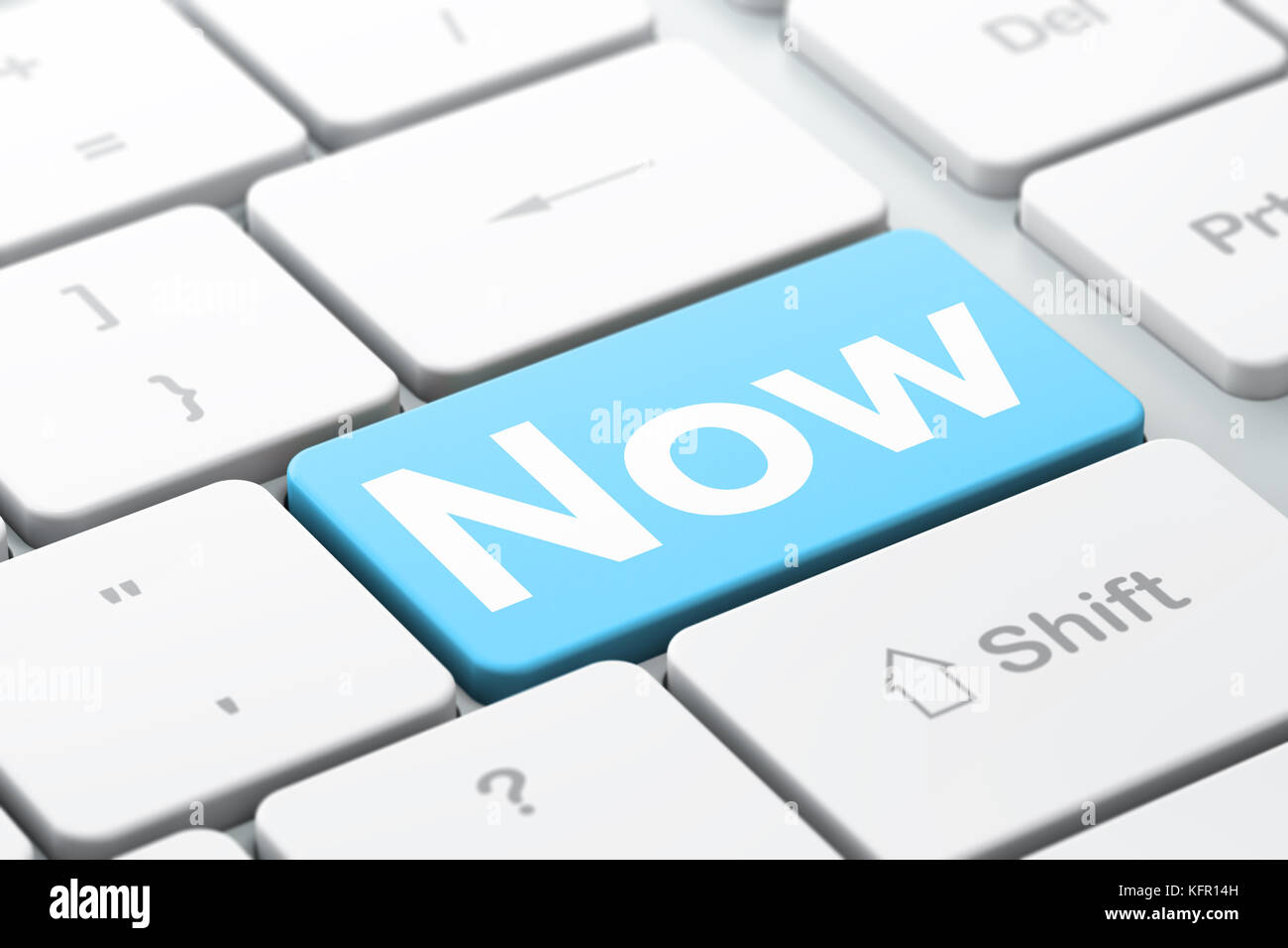 Timeline concept: Now on computer keyboard background Stock Photo - Alamy