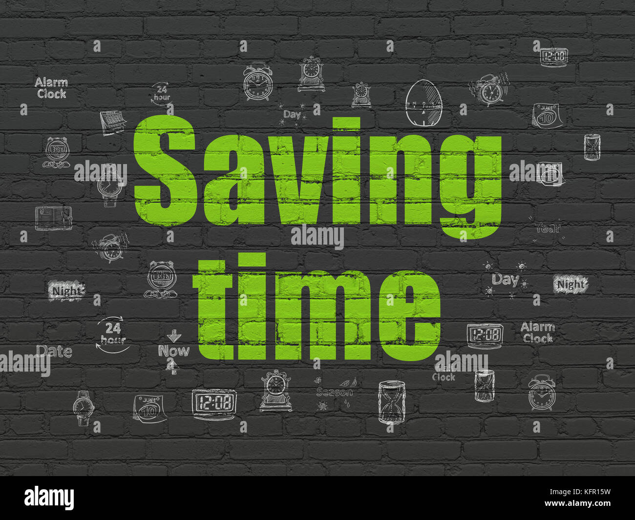 Timeline concept: Saving Time on wall background Stock Photo - Alamy