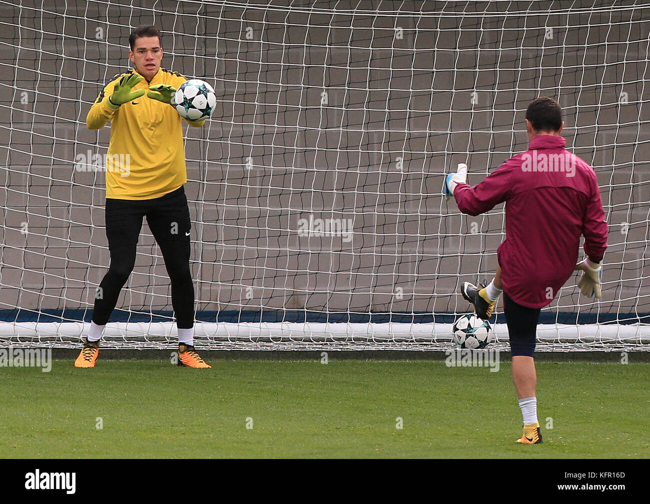 Manchester City goalkeeper Ederson during the training session at the ...
