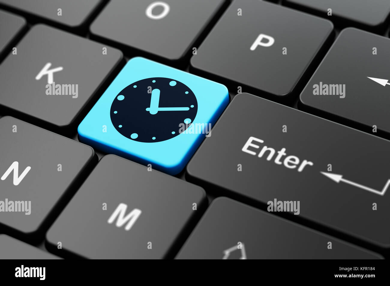 Time concept: Clock on computer keyboard background Stock Photo - Alamy