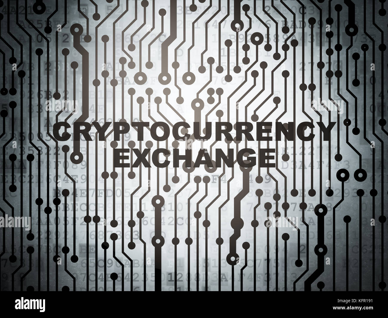Cryptocurrency concept: circuit board with Cryptocurrency Exchange ...
