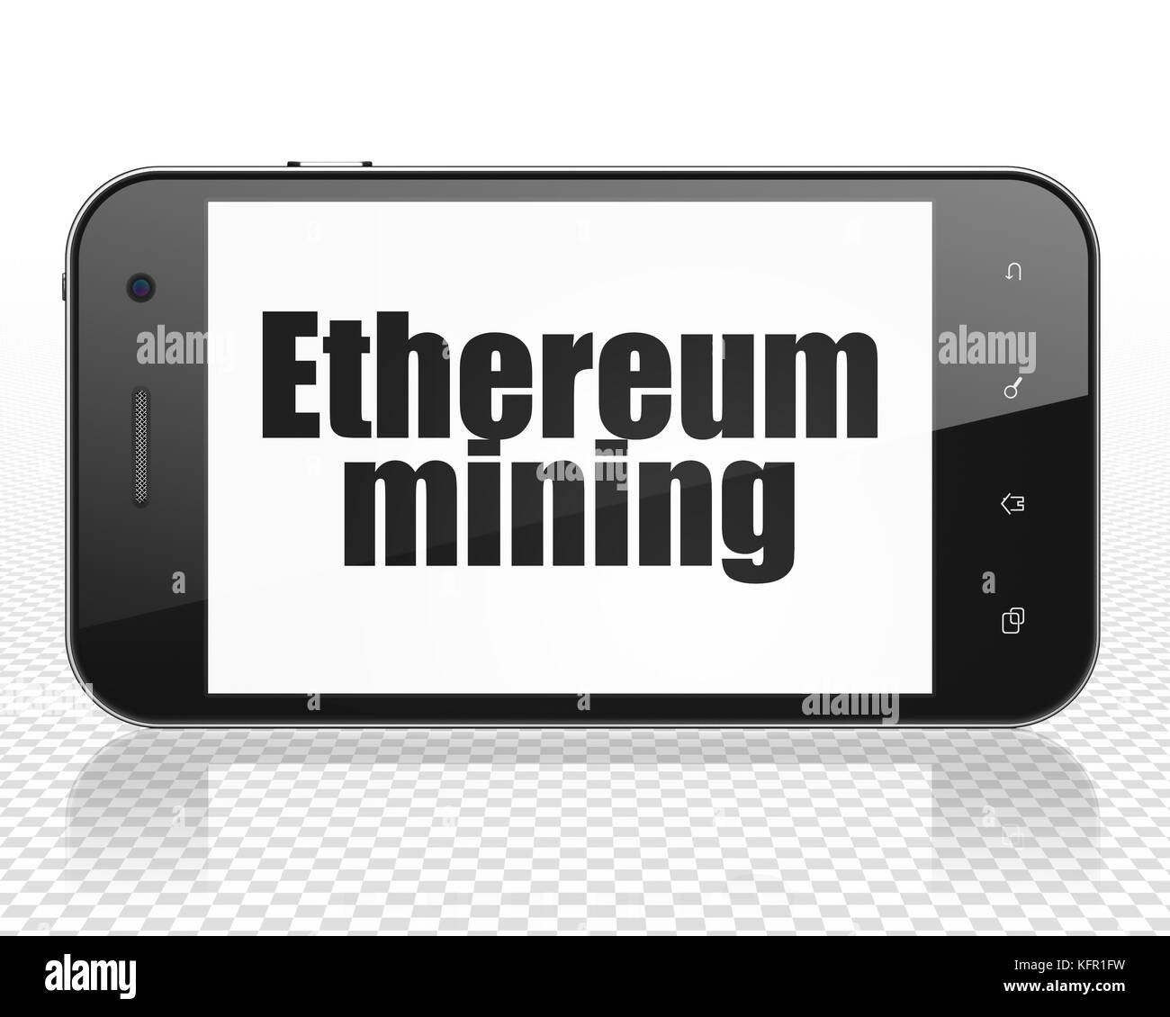 Blockchain concept: Smartphone with Ethereum Mining on display Stock ...