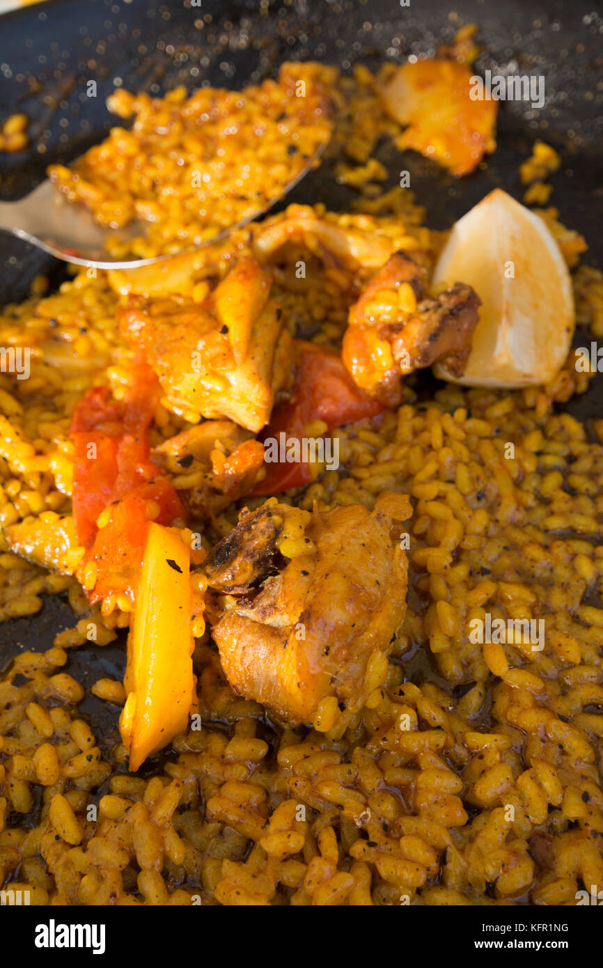 Paella (traditional rice dish). Alicante province. Valencian Community ...